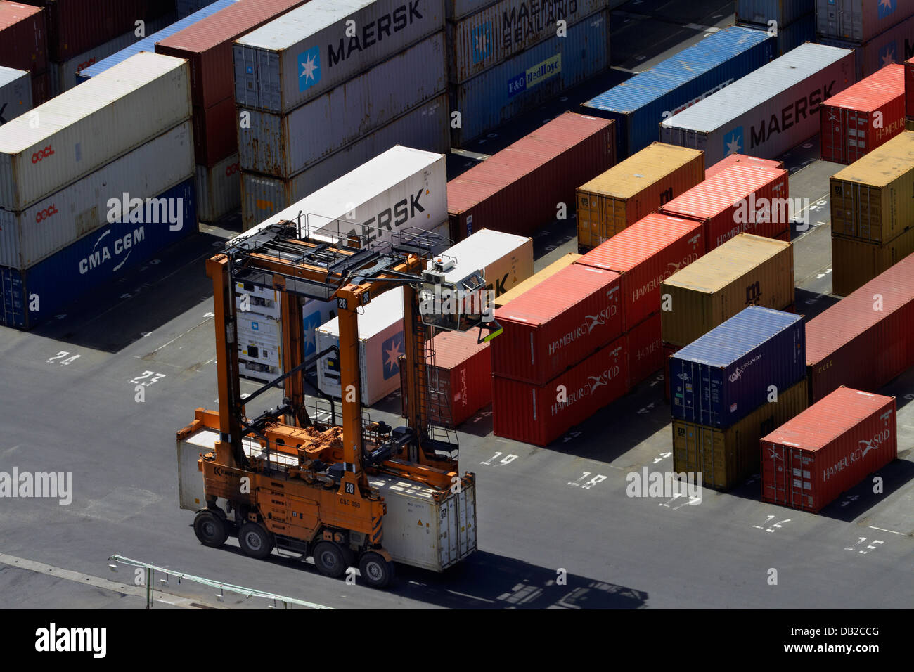Straddle crane at container terminal, Port Chalmers, Dunedin, Otago ...