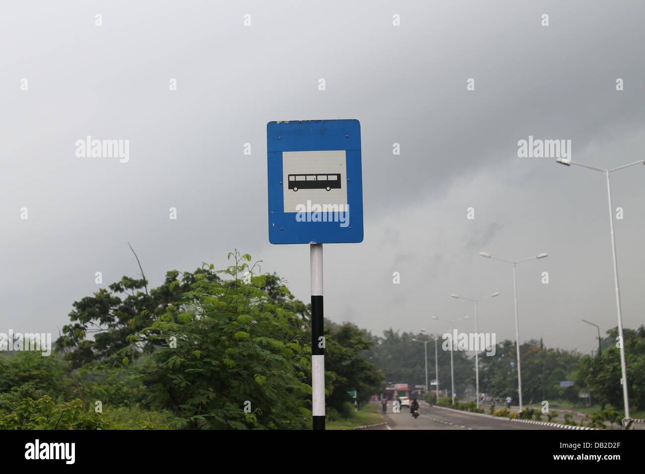 Bus stop sign board Stock Photo - Alamy