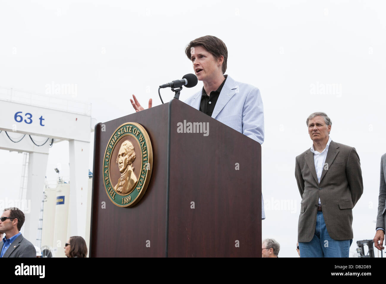 Seattle CIty Council President Sally Clark speaks at he dedication ...