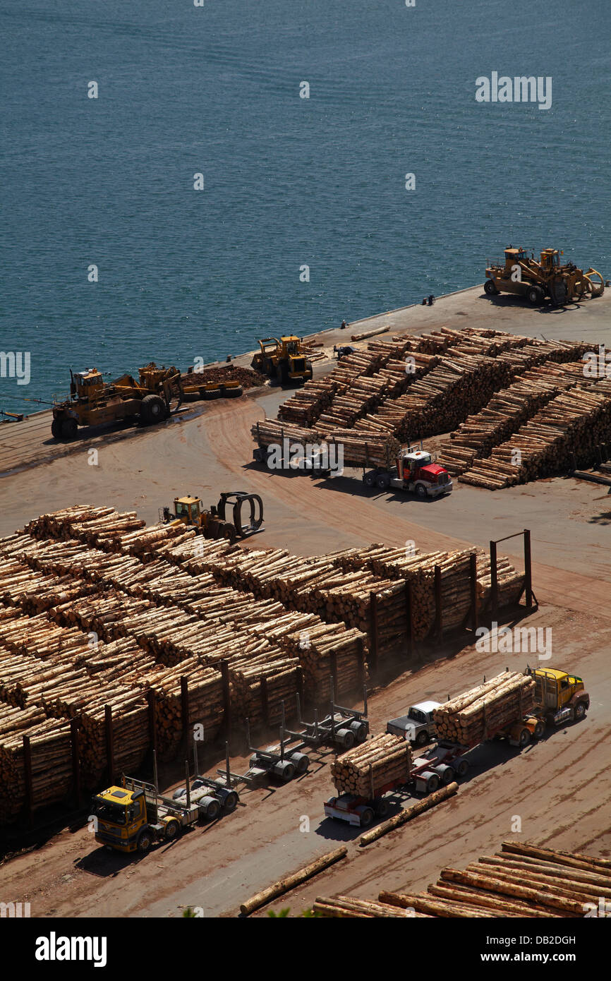 Logging truck delivering export logs to Port Chalmers, Dunedin, Otago ...