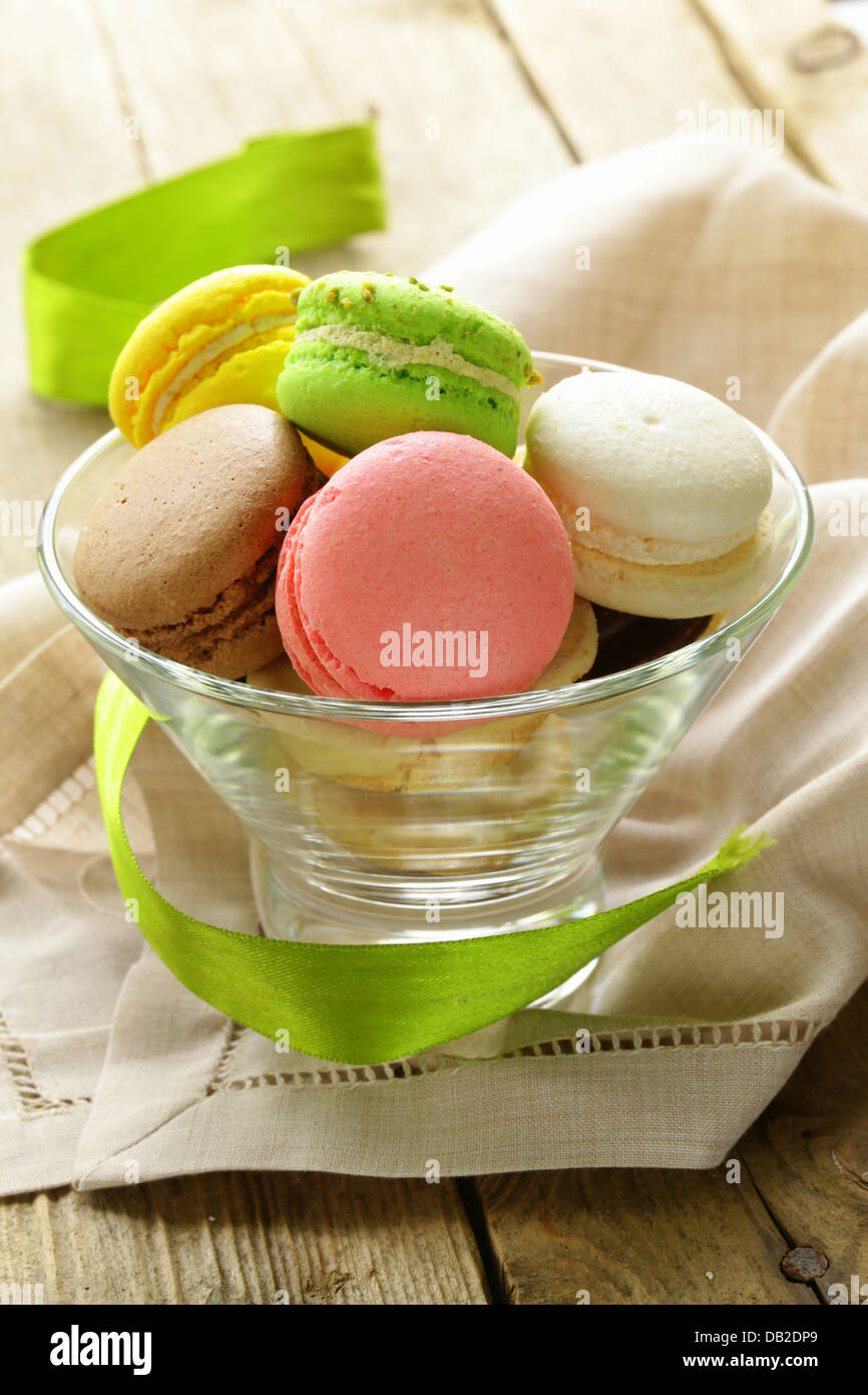 multicolored macaroon cookies, traditional French pastries Stock Photo ...