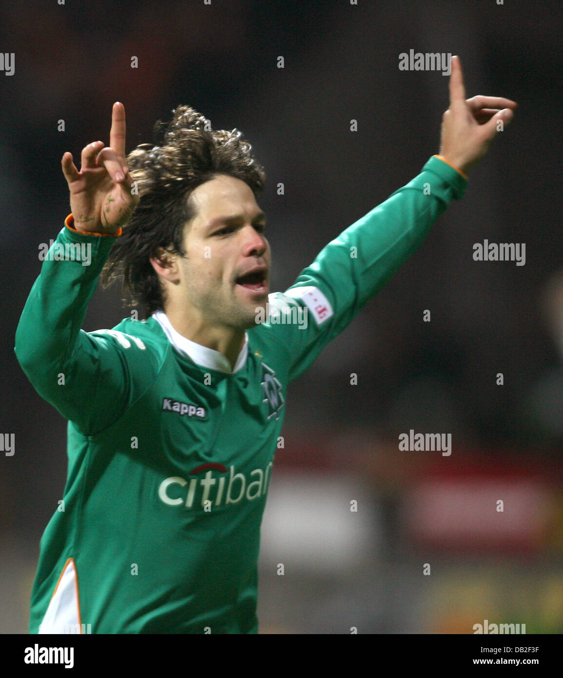 Bremen's Brazilian Diego cheers after scoring the 2-1 during the Werder ...