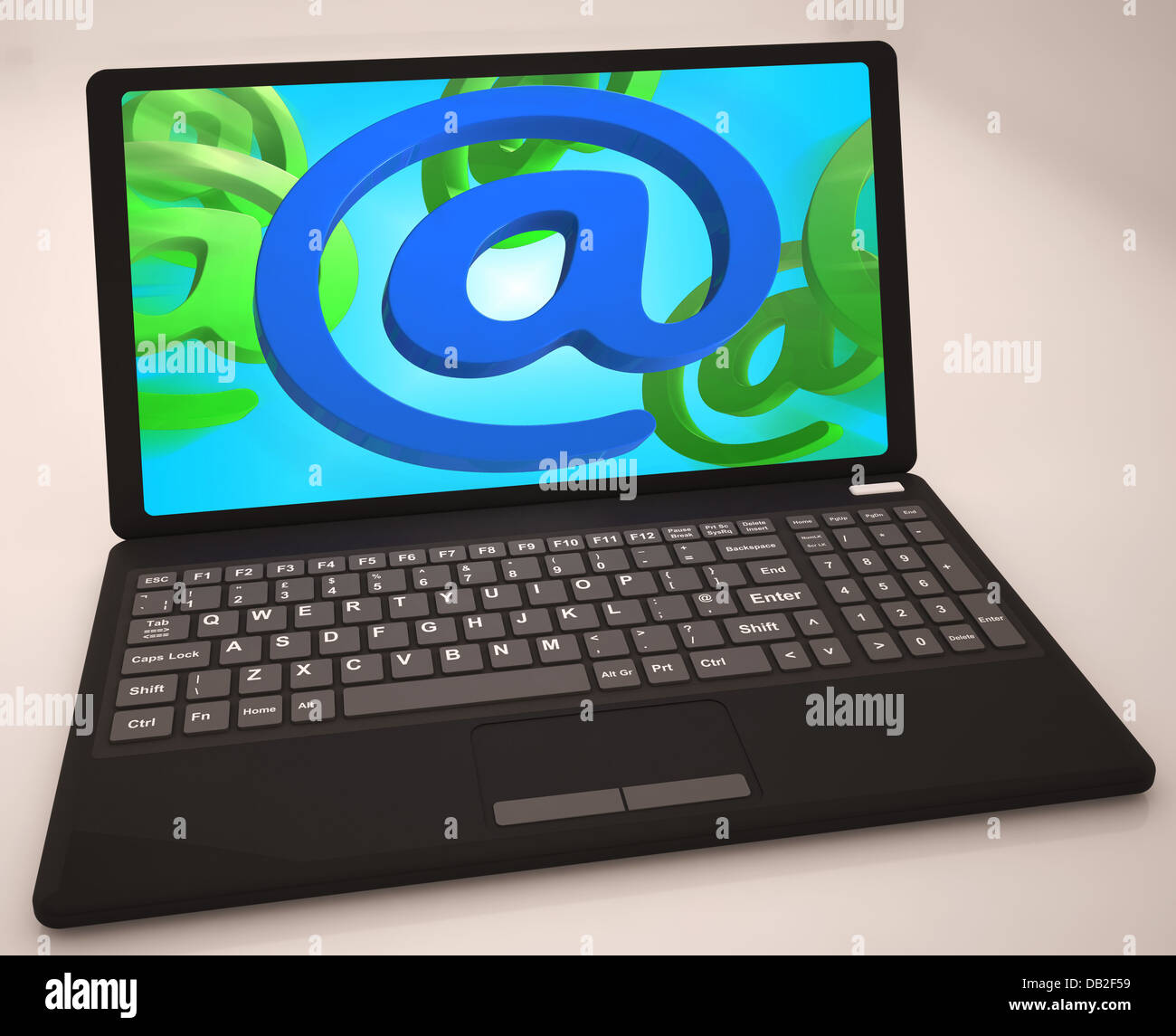 At Sign On Laptop Shows Websites Stock Photo - Alamy