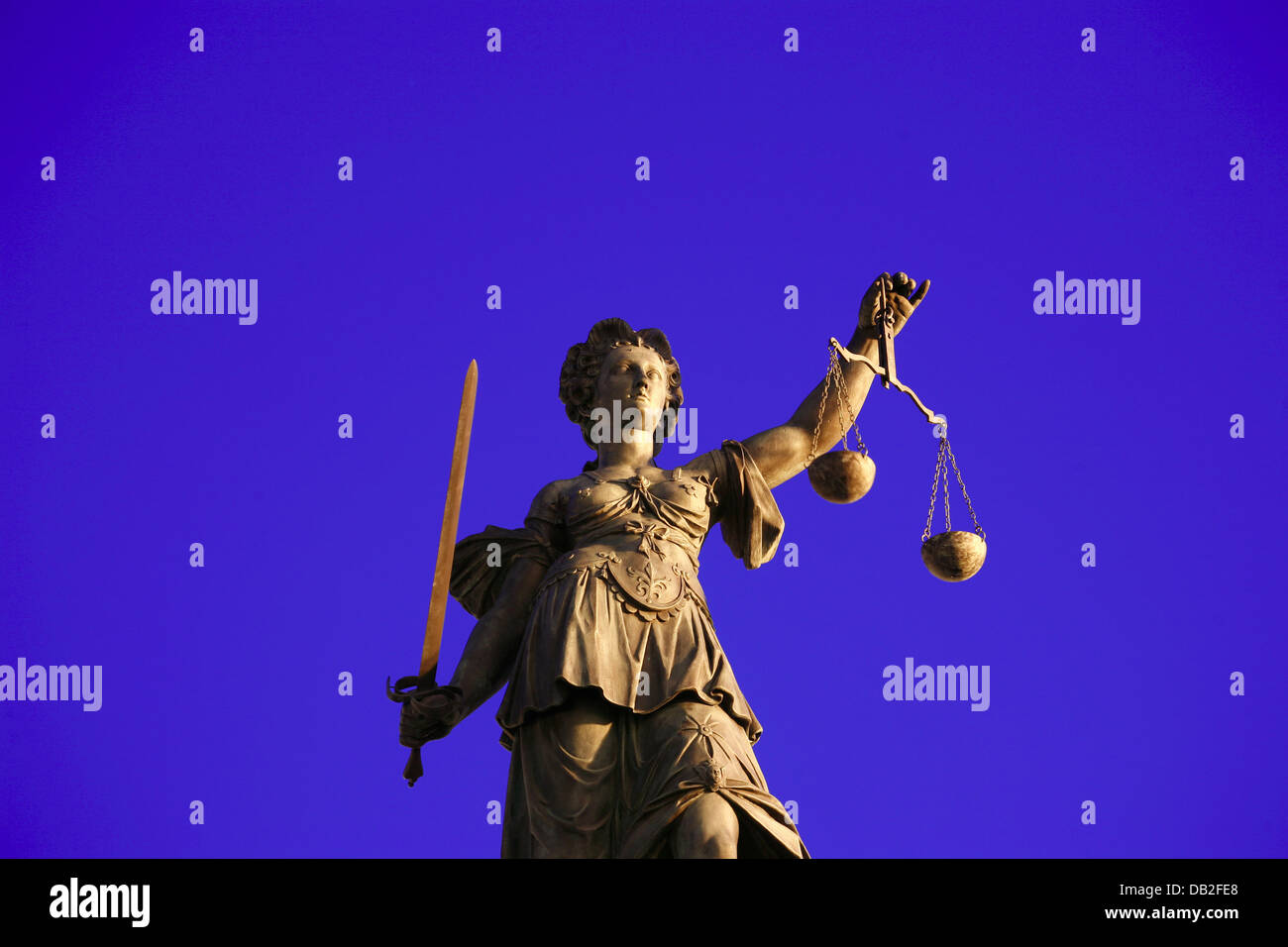 The picture shows a statue of the Roman Goddess of Justice, Justitia ...