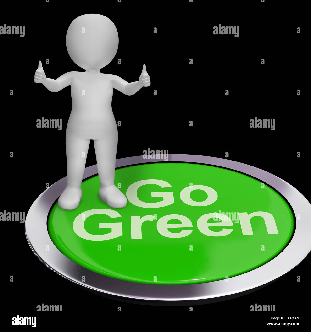 Go Green Button Showing Recycling And Eco Friendly Stock Photo - Alamy