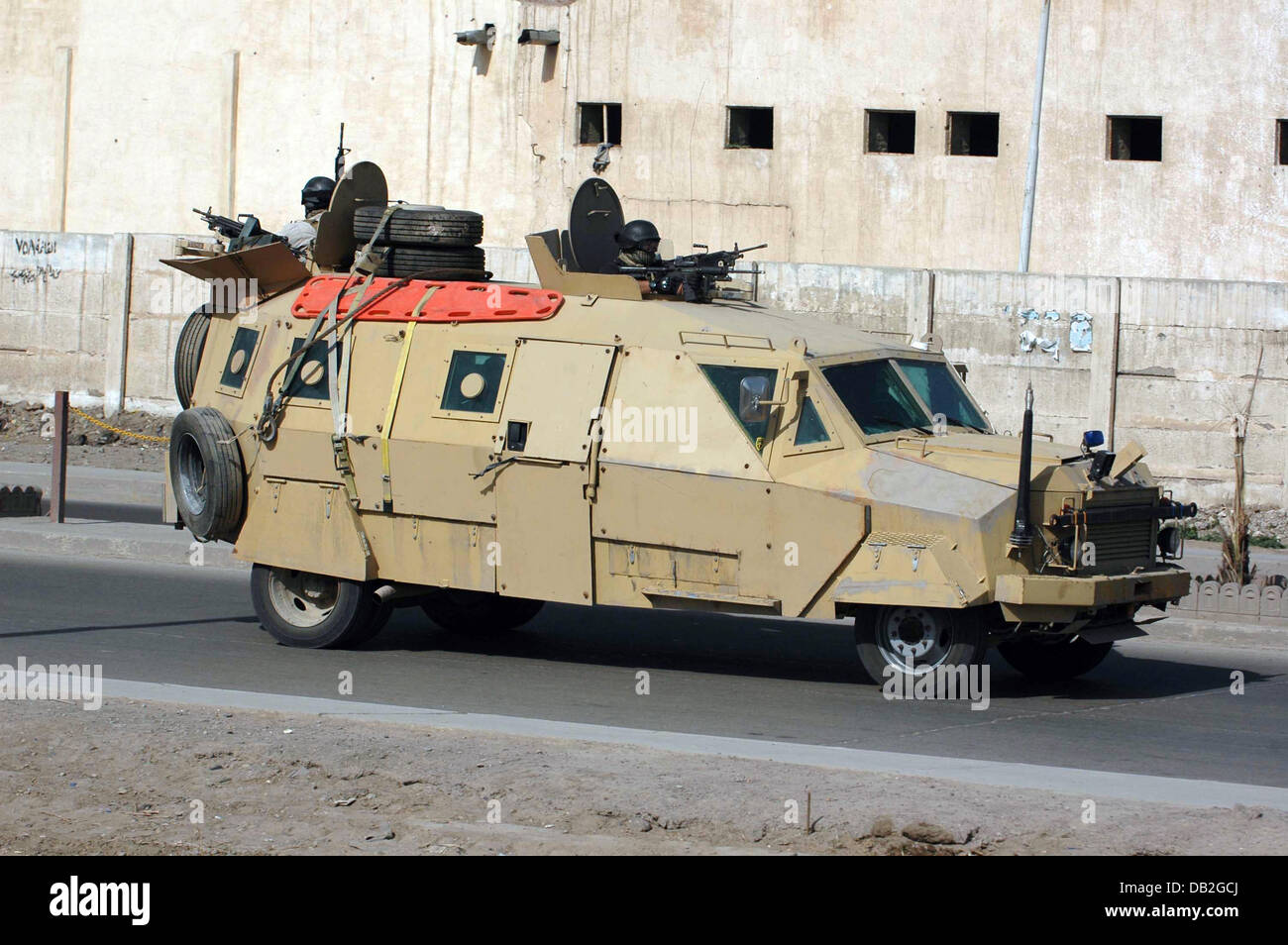 An armoured vehicle of a private security firm is pictured on a street ...