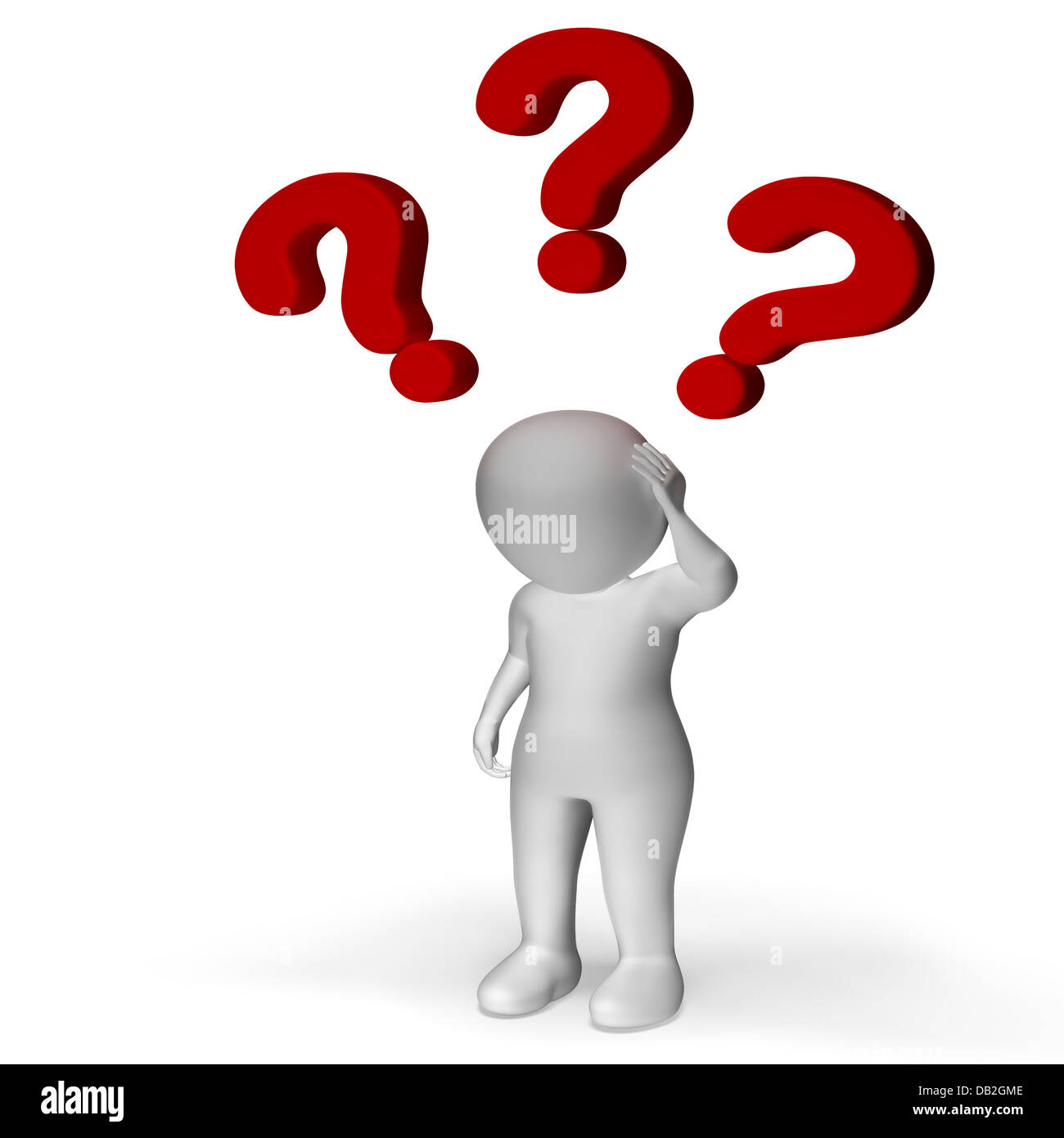 Question Marks Over Man Showing Confusion And Uncertainty Stock Photo ...