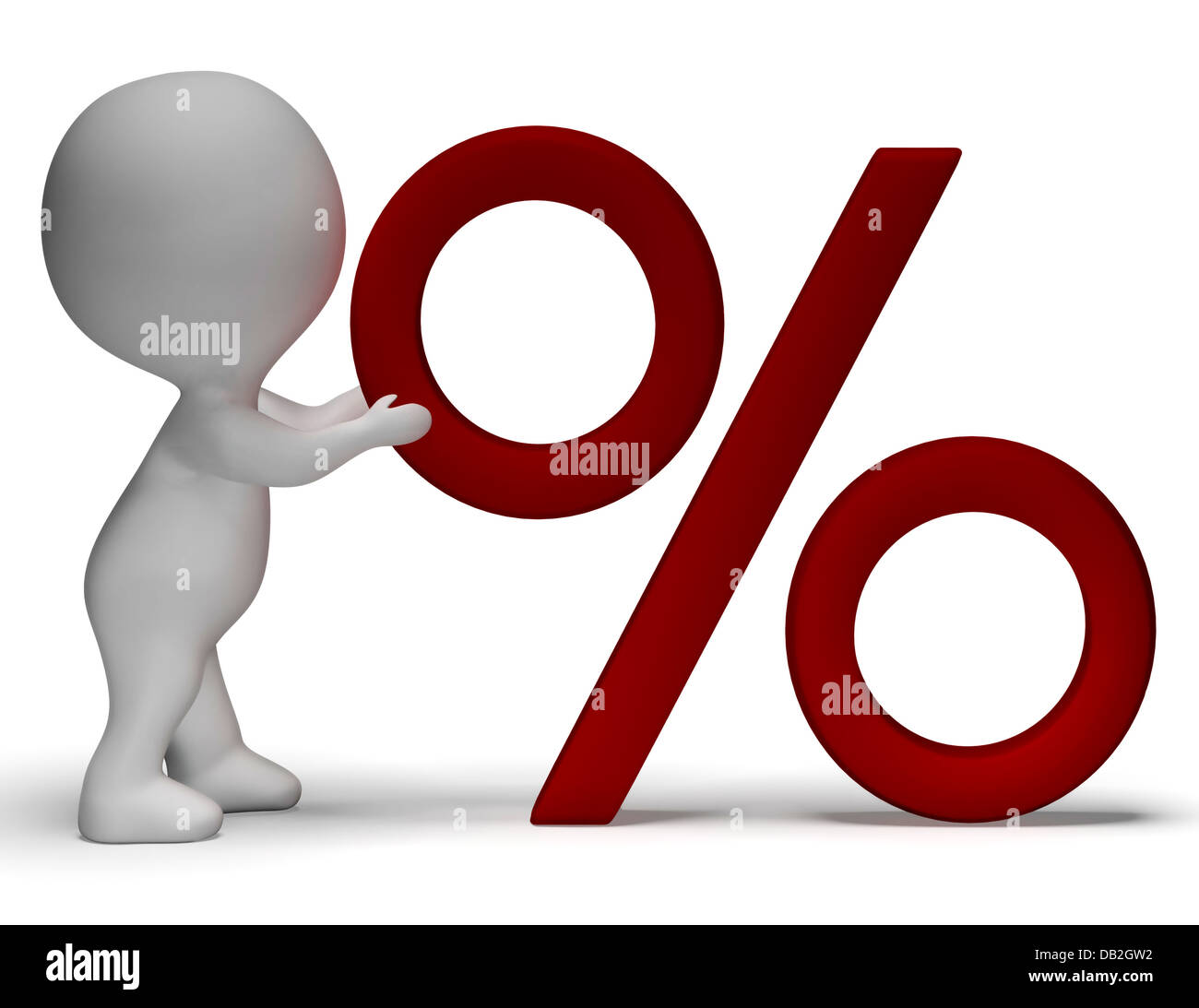 Percent Sign With 3d Man Showing Percentage Or Reductions Stock Photo ...