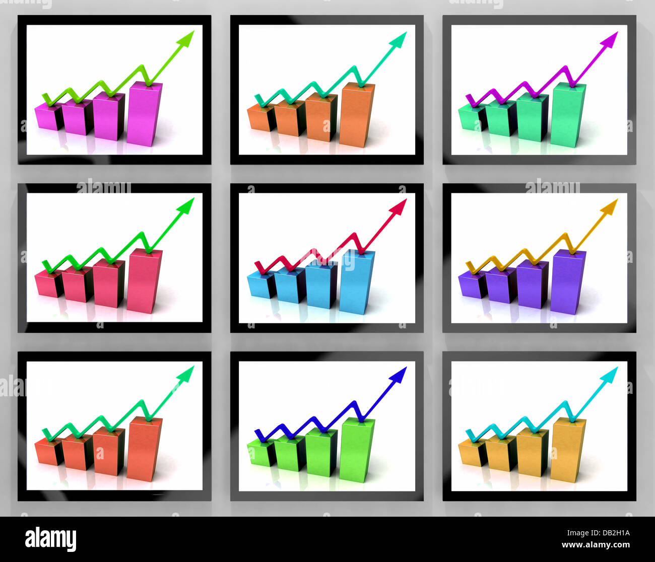 Arrows Going Up On Monitors Shows Increasing Rating And Sales Stock ...
