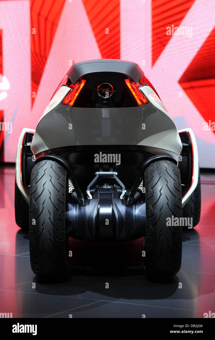 The back of the new electric car Rake is seen at the stand of car ...