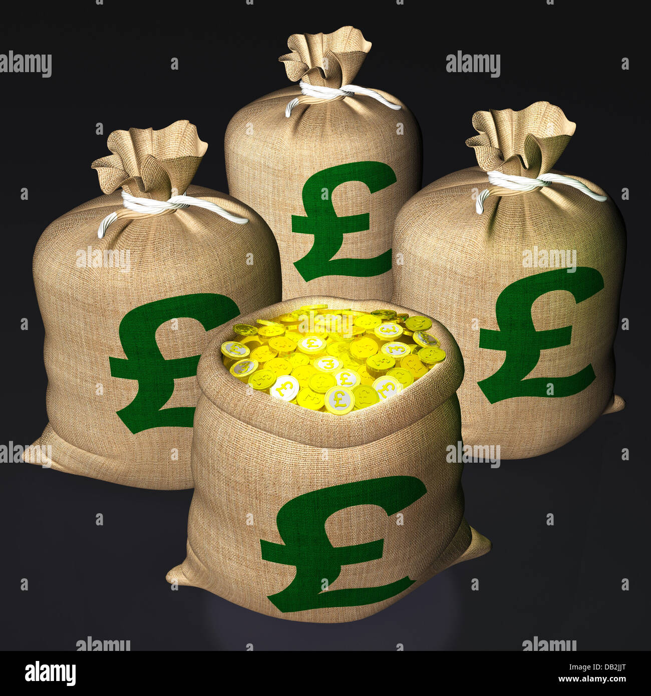 Bag Of Coins Shows British Savings Stock Photo - Alamy