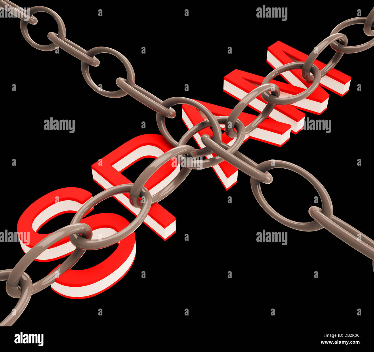 Chained Spam Showing Secure Mail Stock Photo - Alamy
