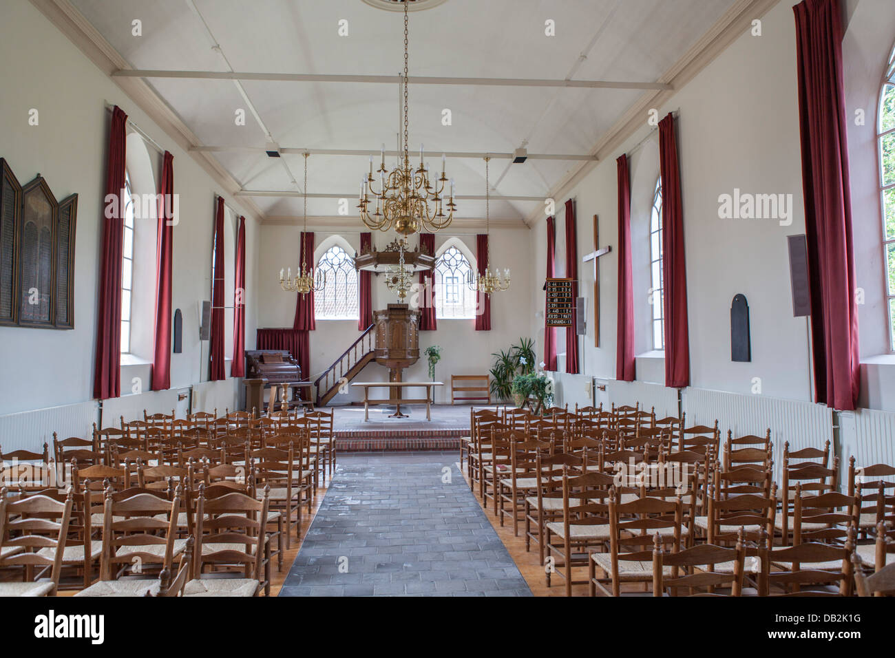Old historical protestant church of the fortress of Bourtange in the ...