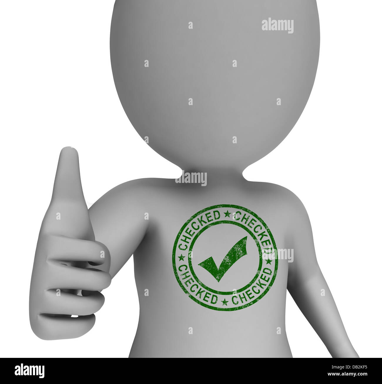 Checked Stamp With Tick On Man Shows Quality Stock Photo - Alamy