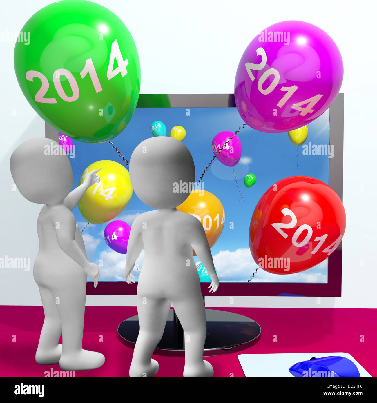 Balloons From Computer Representing Year Two Thousand And Fourte Stock ...
