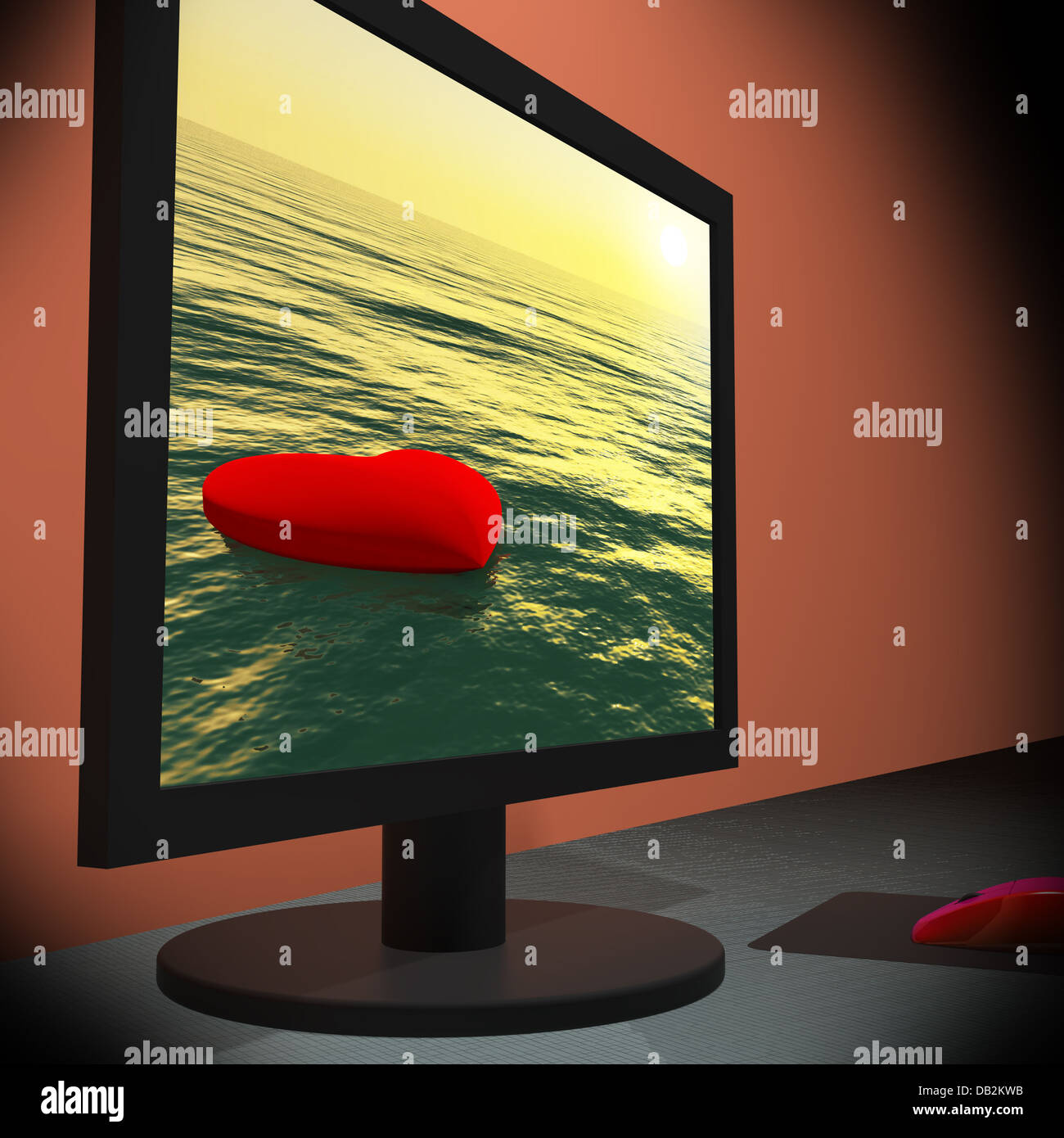 Lonely Heart On Monitor Showing Loneliness Stock Photo - Alamy
