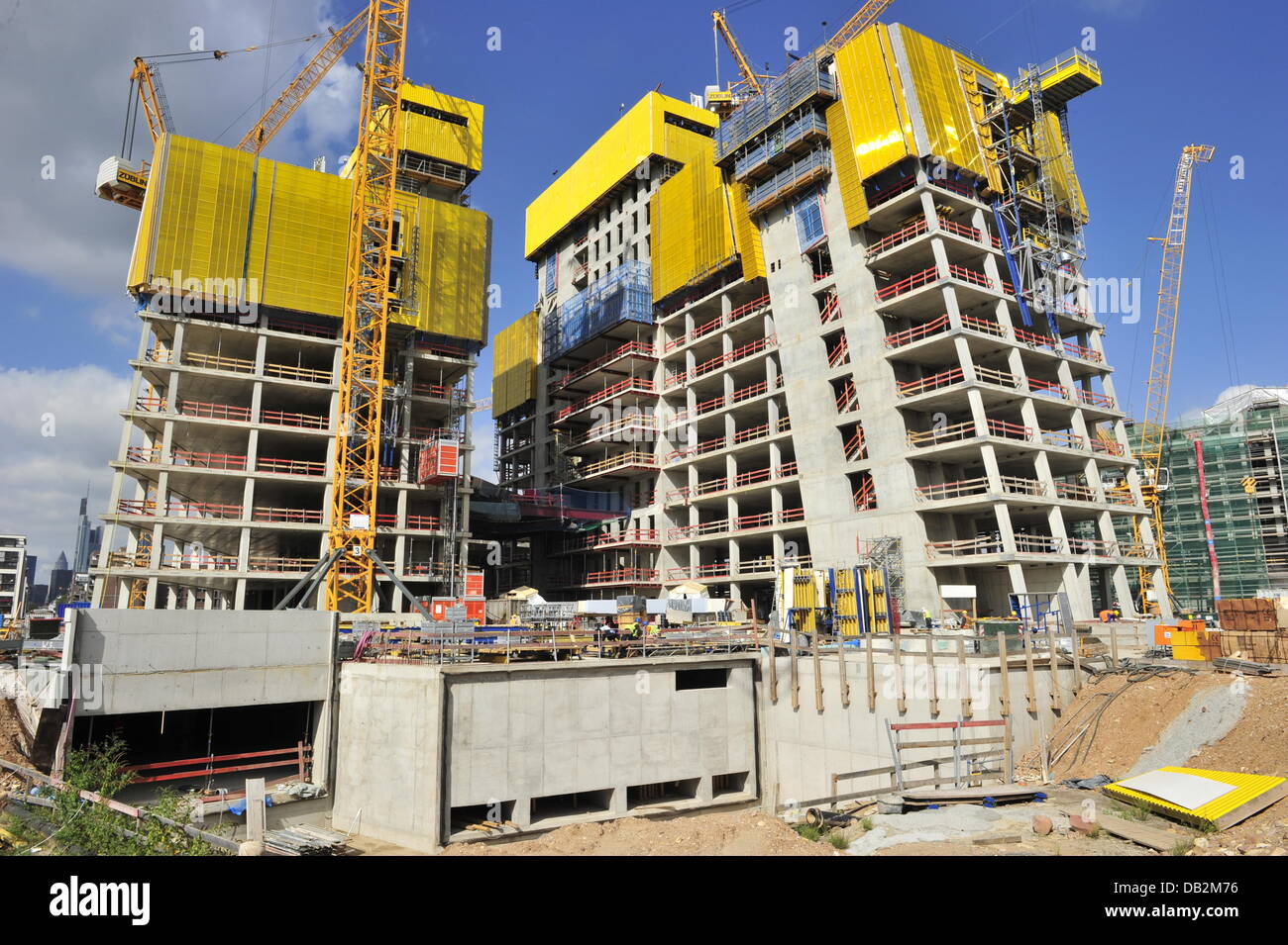 The construction site of the two new towers of the European Central ...