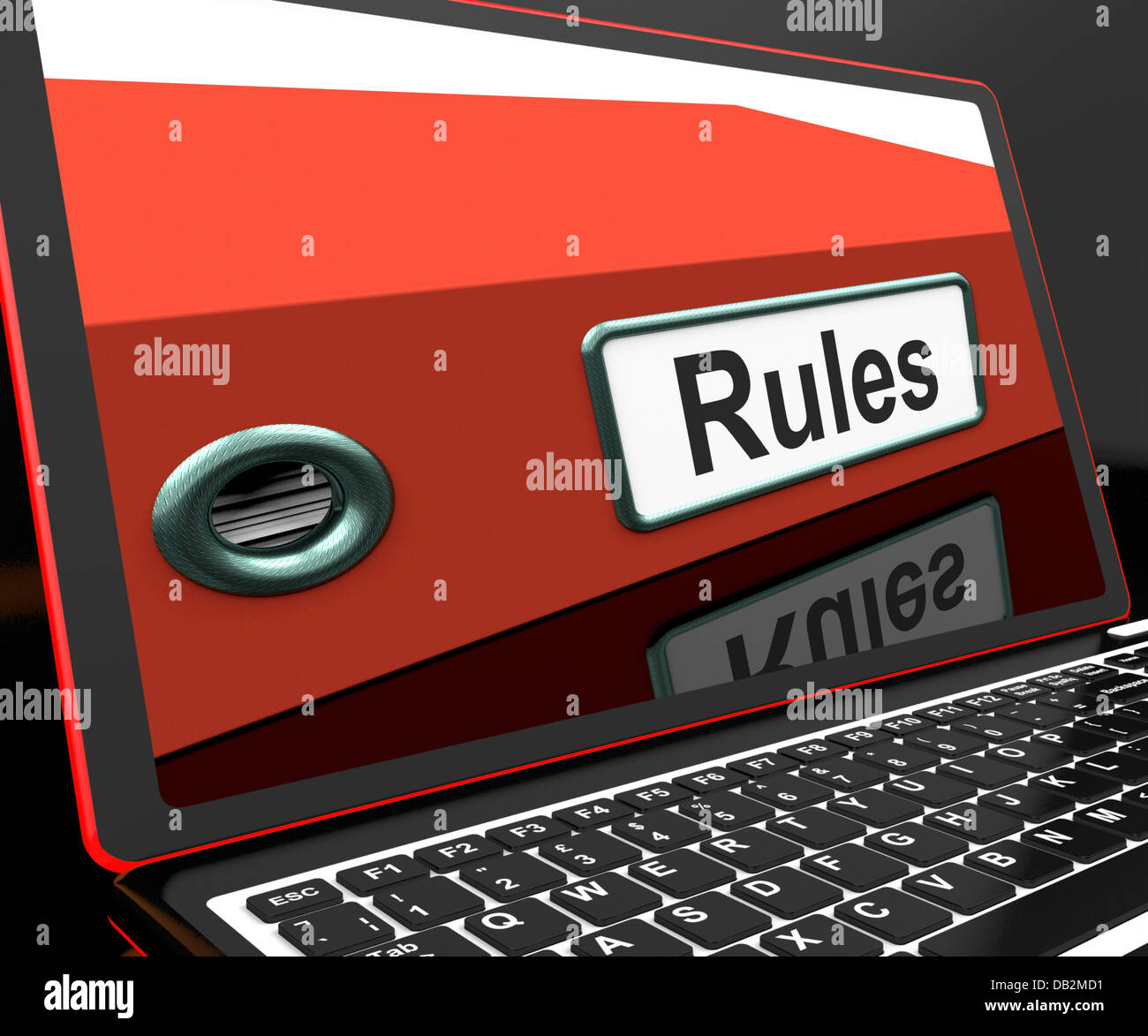 Rules File On Laptop Showing Policies Stock Photo - Alamy
