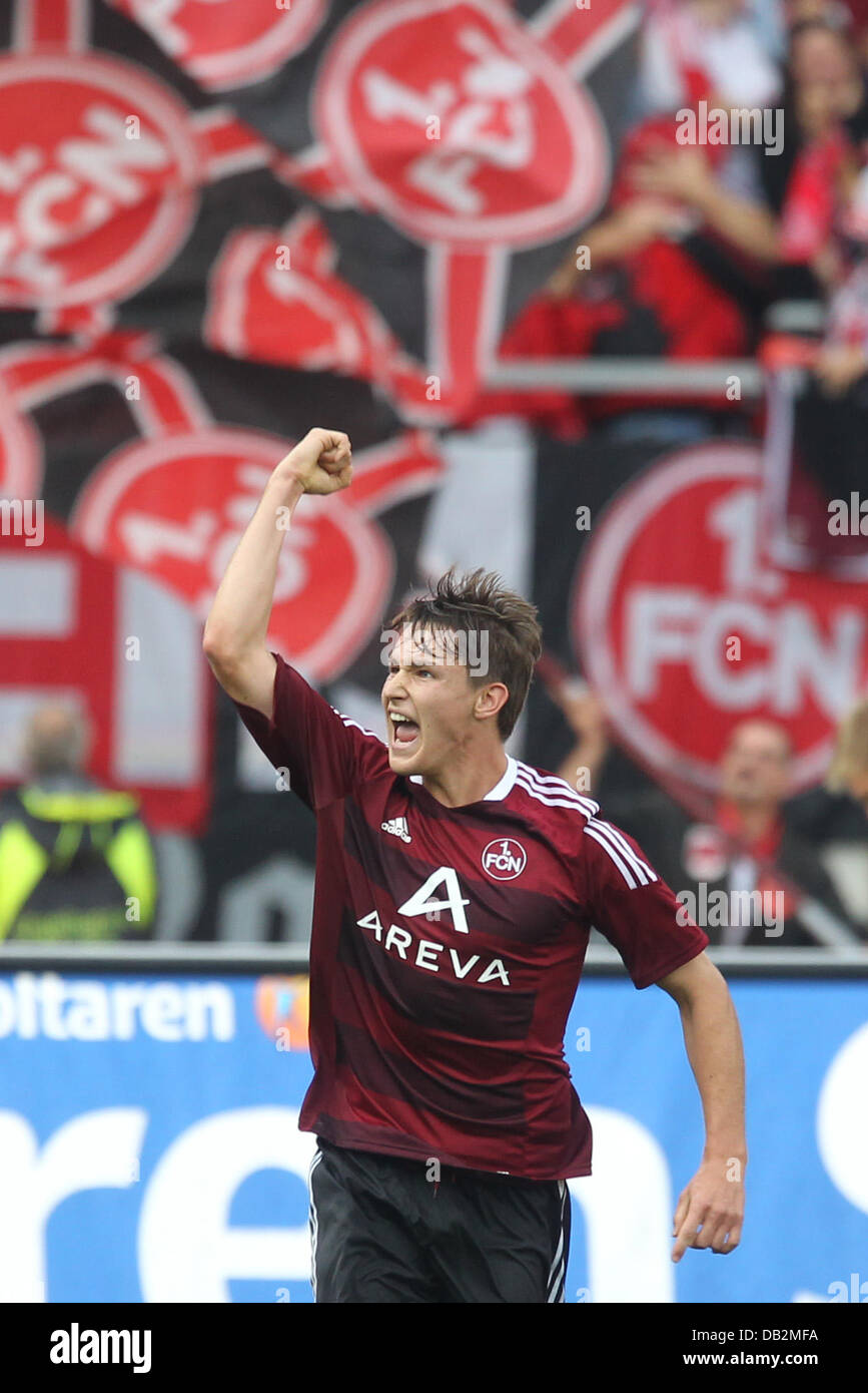 Nuremberg's Philipp Wollscheid celebrates his 1-1 goal during the ...