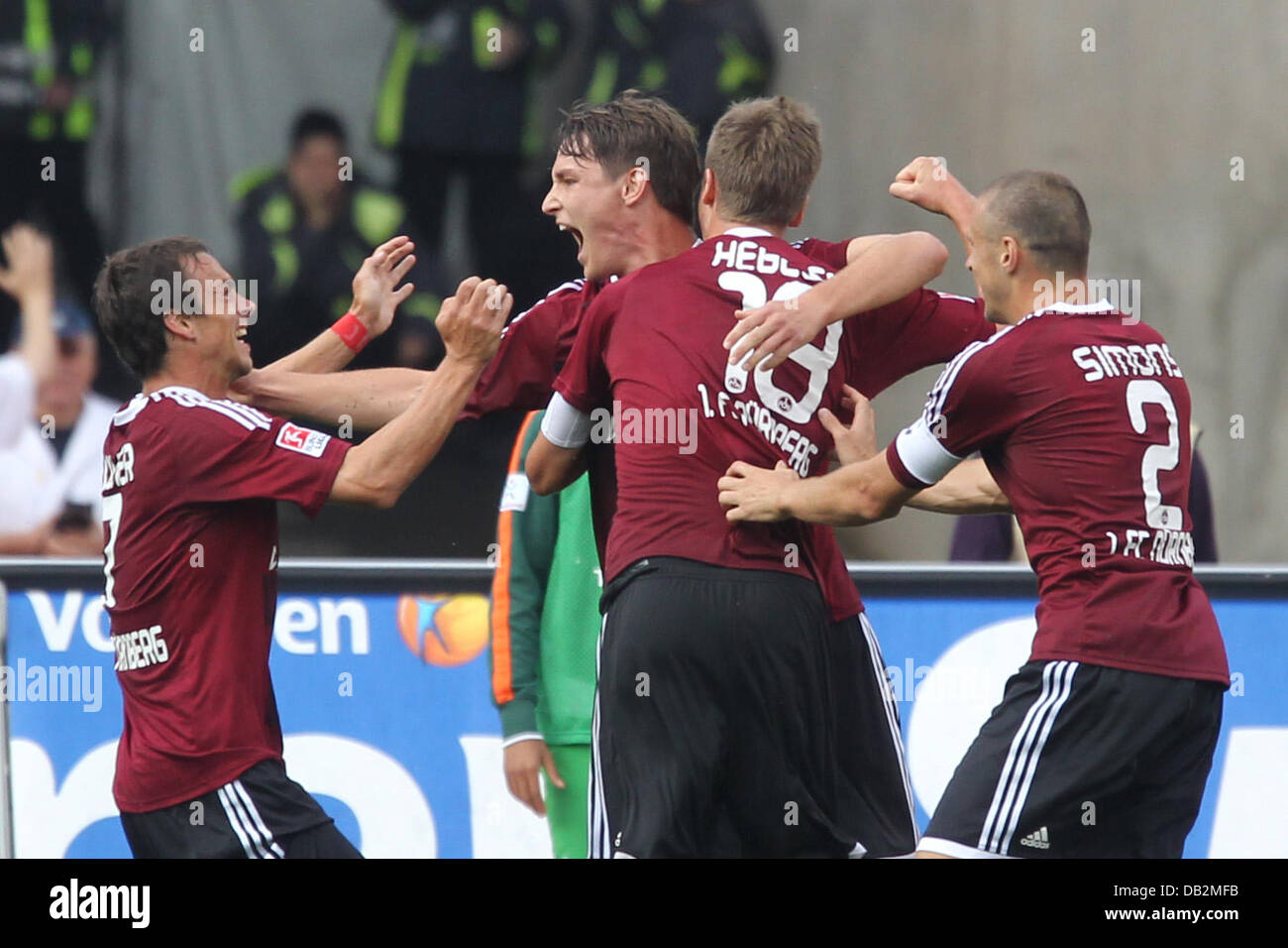 Nuremberg's Philipp Wollscheid celebrates his 1-1 goal with Markus ...