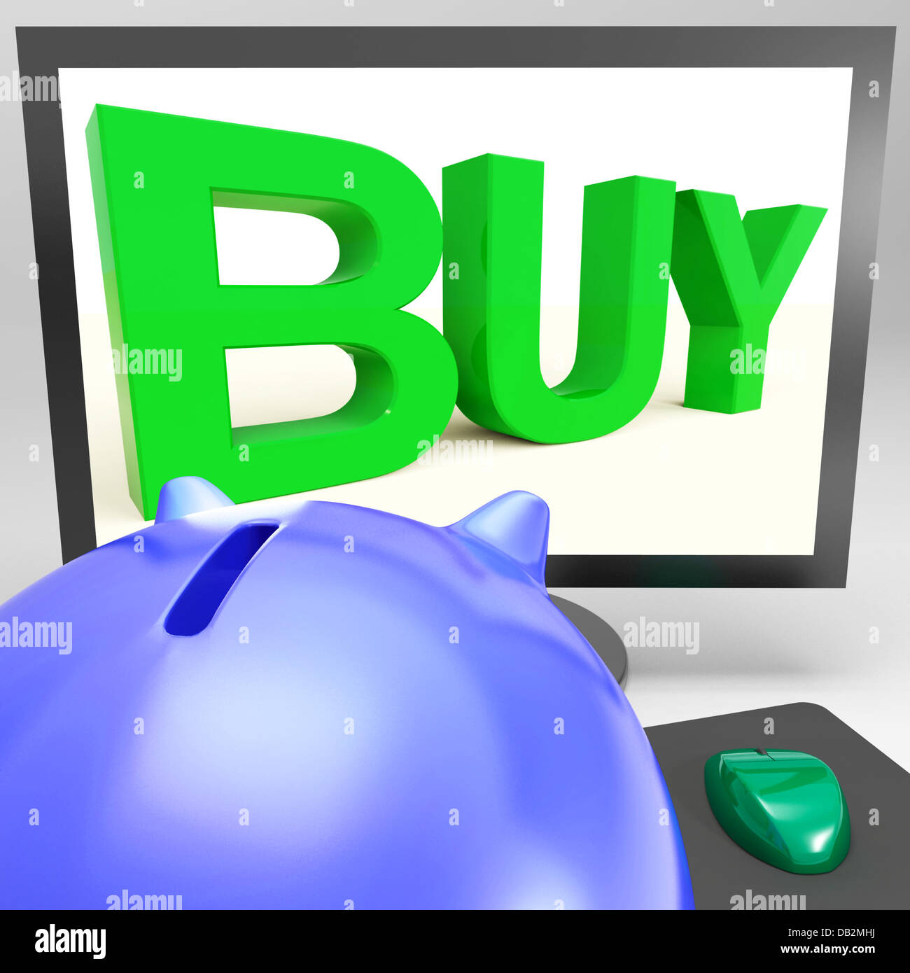 Buy On Monitor Shows Shopping Stock Photo - Alamy