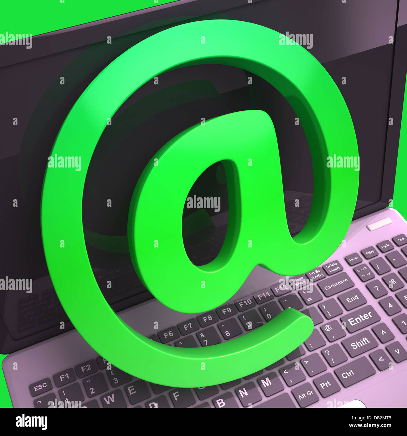 Keyboard At Sign Shows E-mail Symbol Message Stock Photo - Alamy