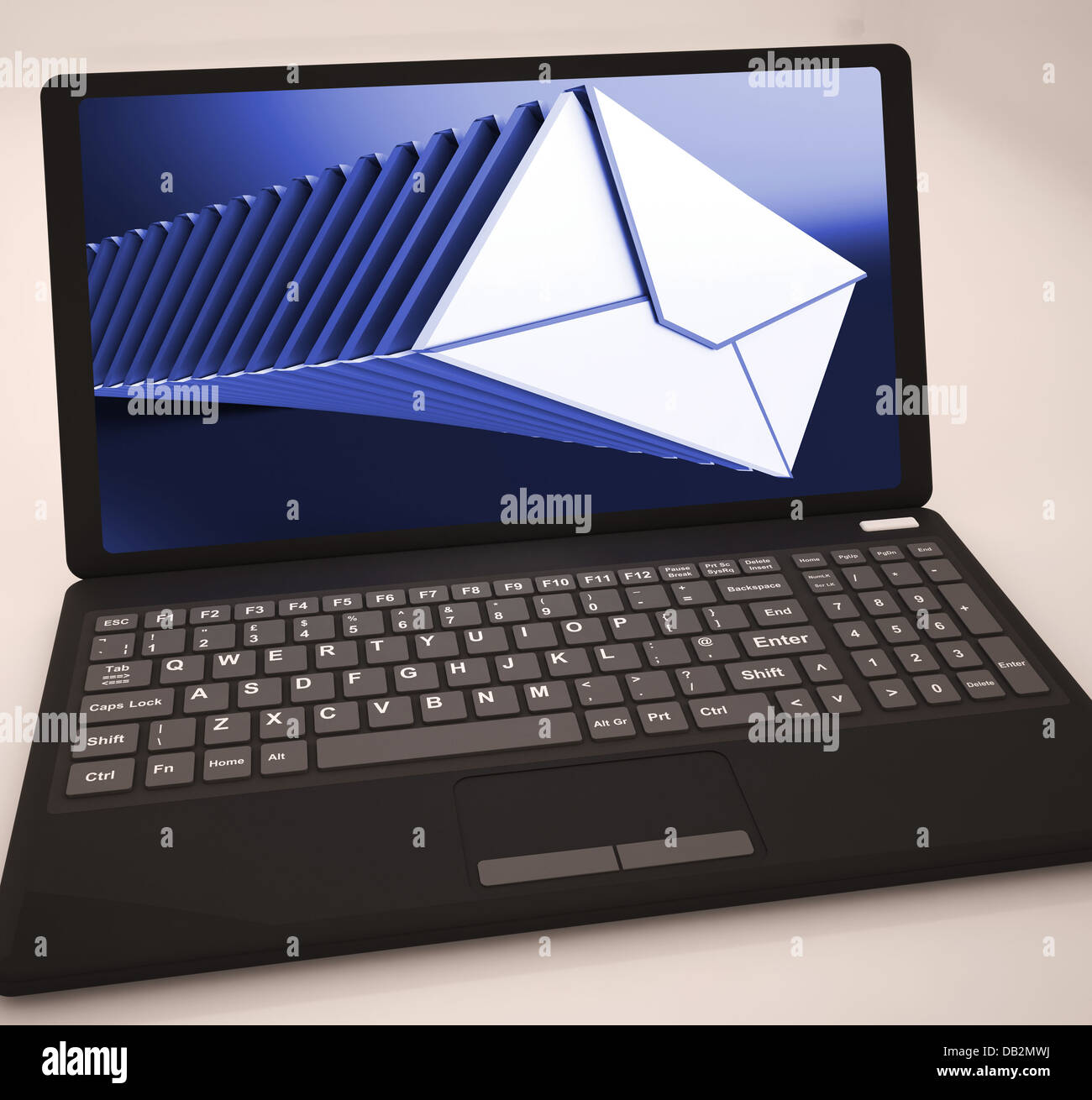Mails List At Laptop Shows Ongoing Messages Stock Photo - Alamy