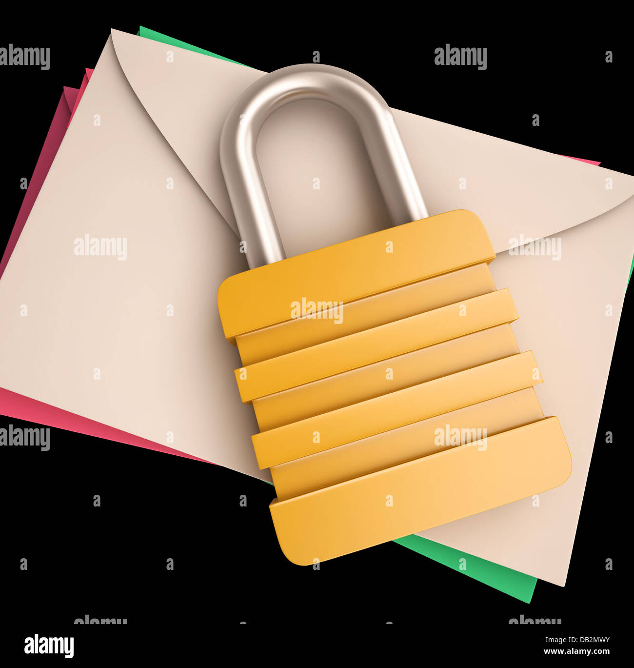 Lock Over Letters Shows Correspondence Safety Stock Photo - Alamy