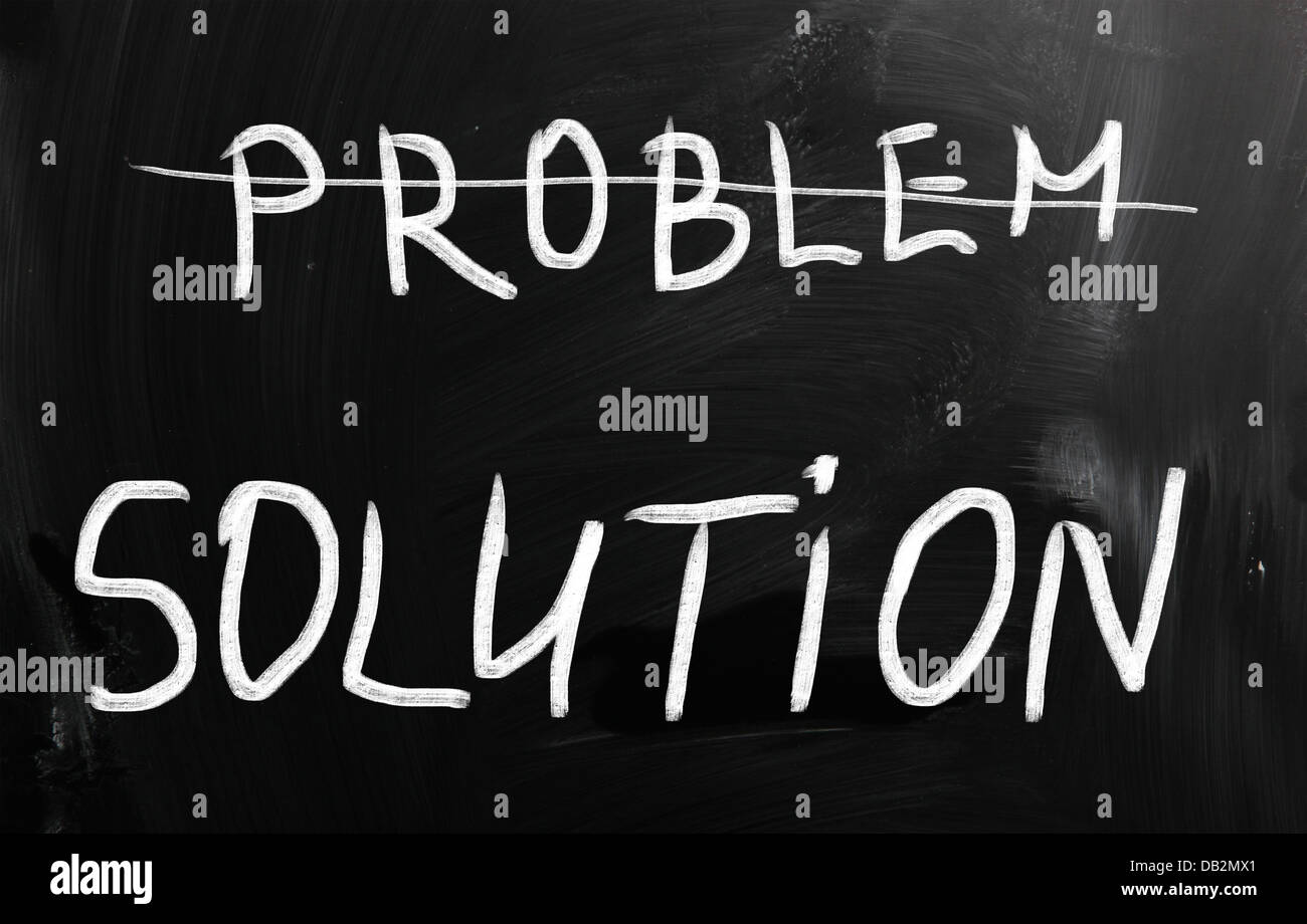 Problem solutions handwritten with white chalk on a blackboard Stock Photo - Alamy
