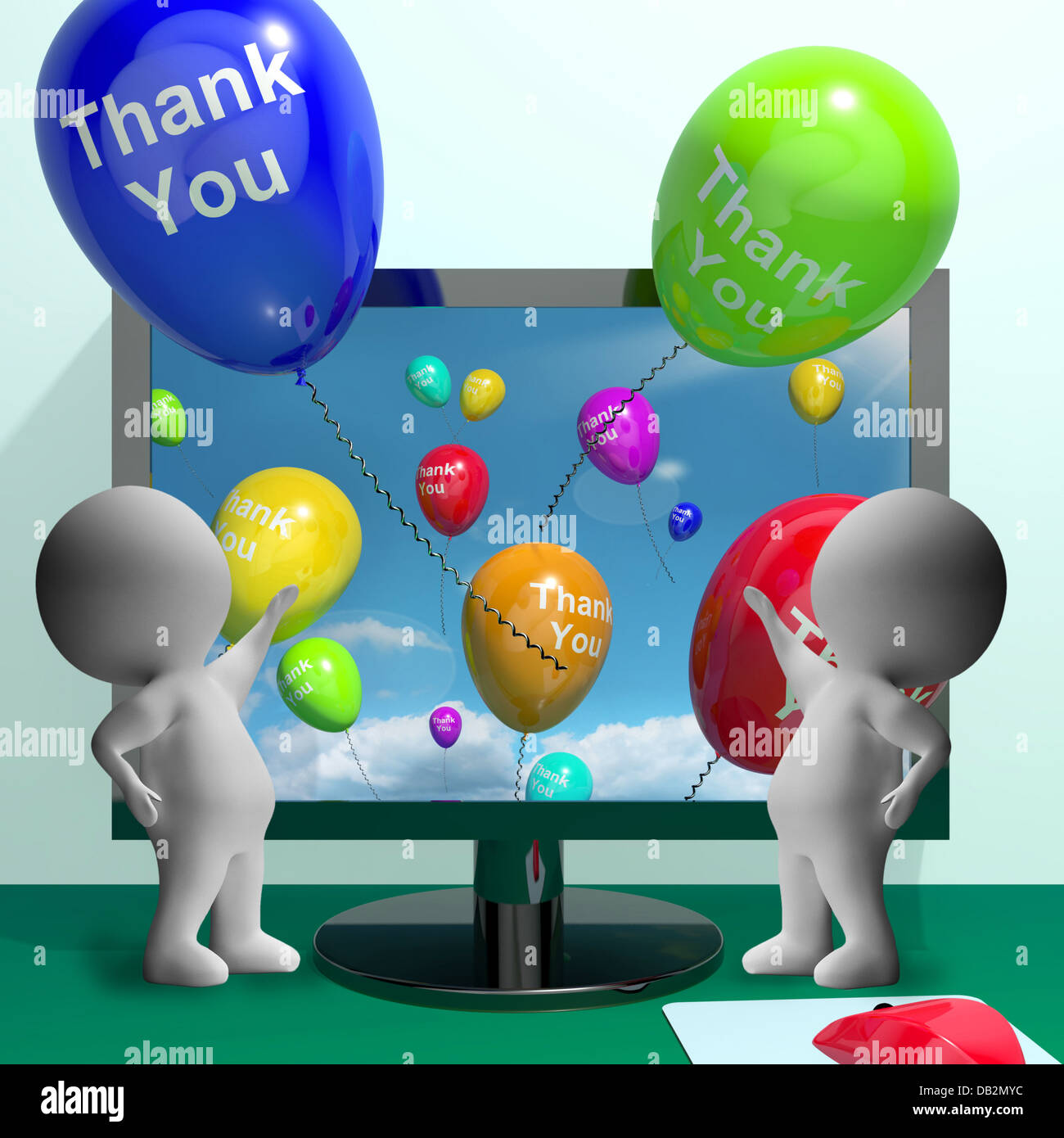 Thank You Balloons From Computer As Online Thanks Message Stock Photo ...