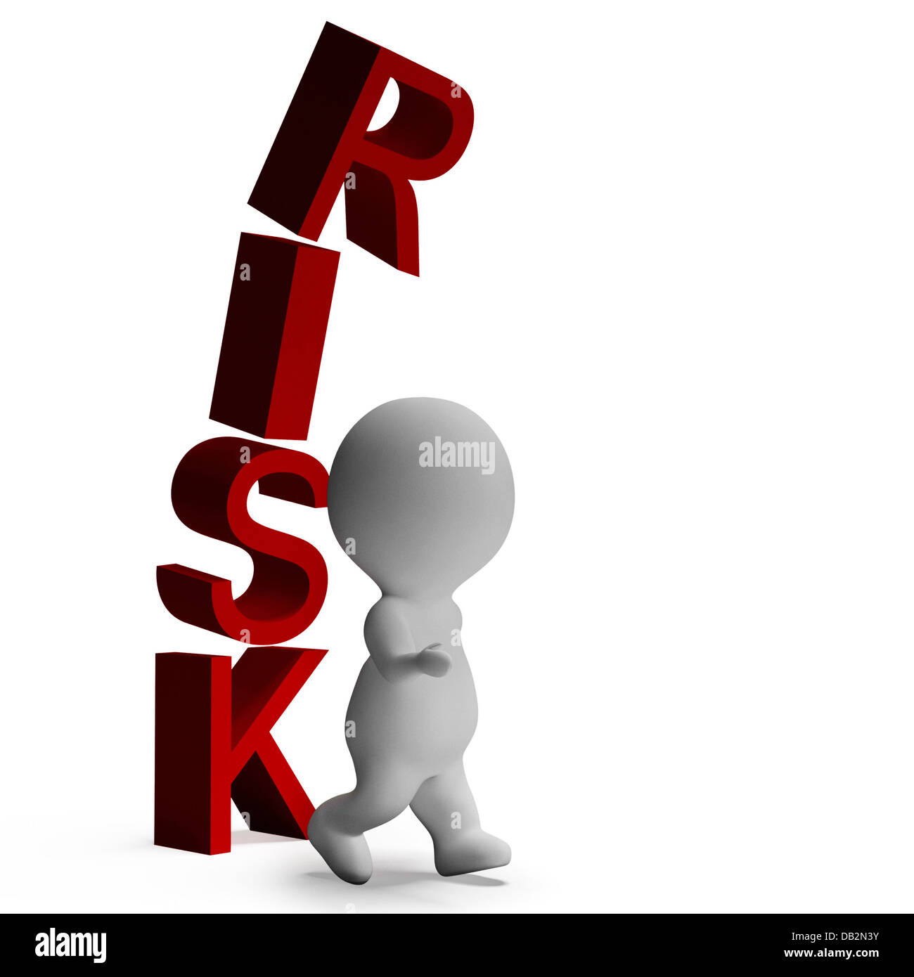 Risk And 3d Character Showing Peril And Caution Stock Photo - Alamy