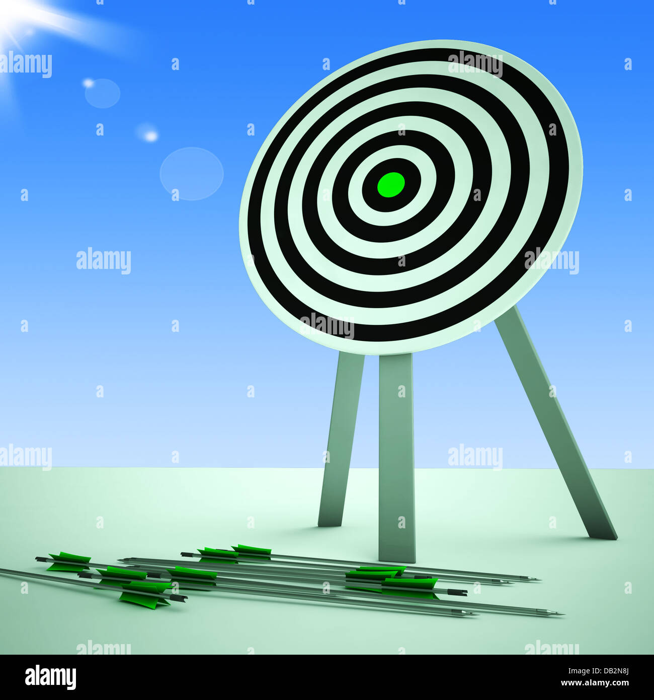 Arrows On Floor Shows Bad Aiming Stock Photo - Alamy