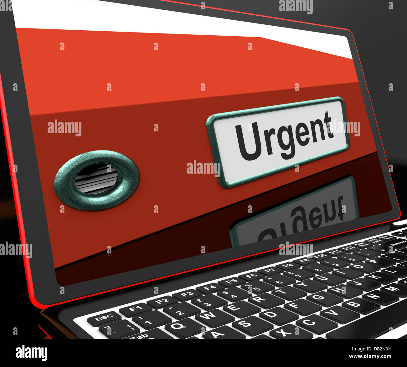 Urgent File On Laptop Shows Priority Documents Stock Photo - Alamy