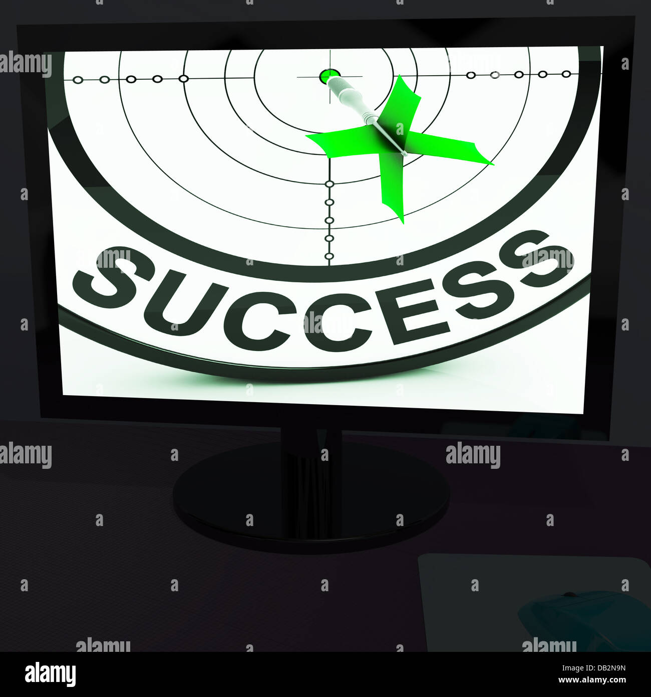 Success On Monitor Shows Progress Stock Photo - Alamy