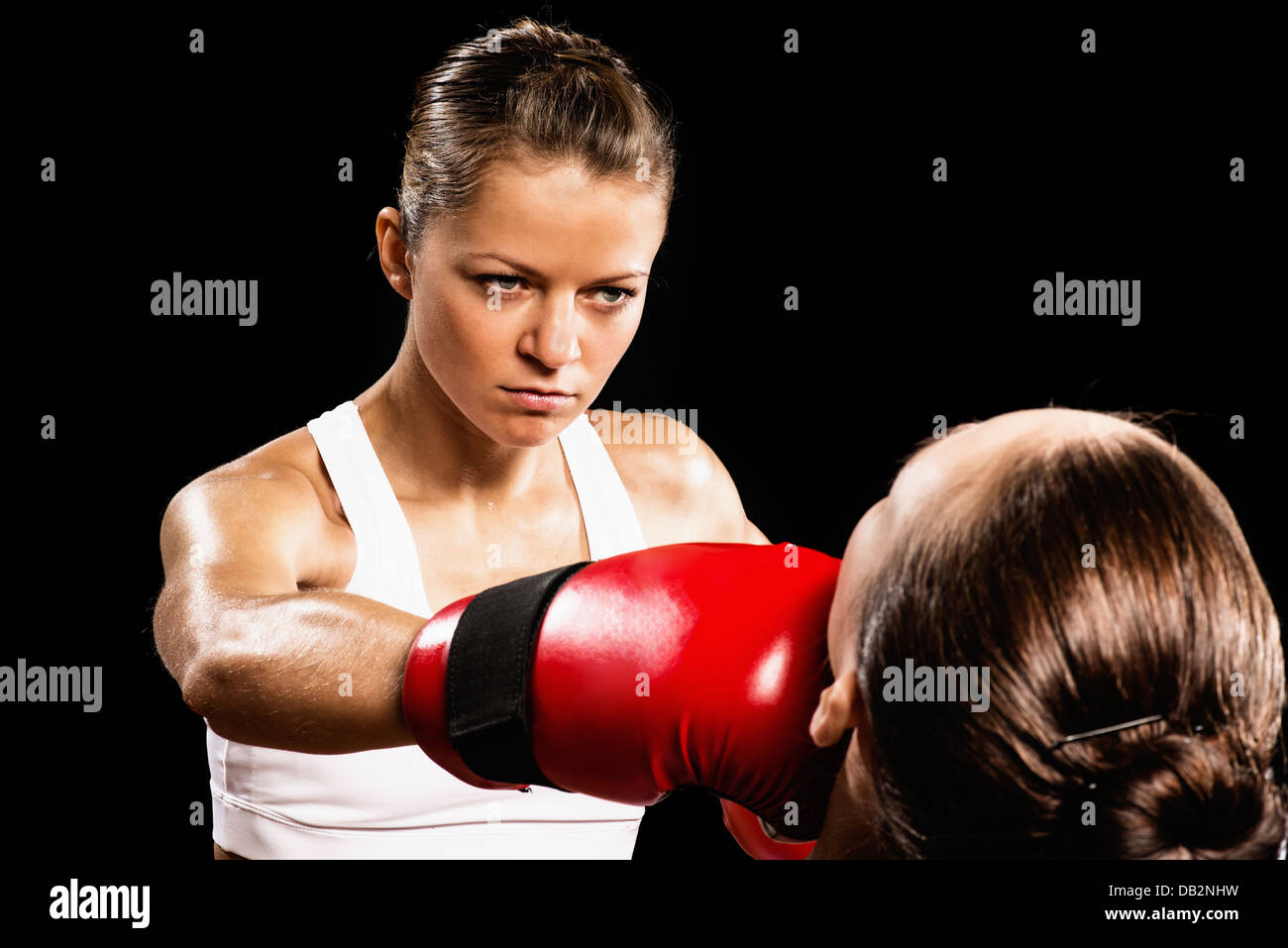 Woman gym boxing hitting punching hi-res stock photography and images ...