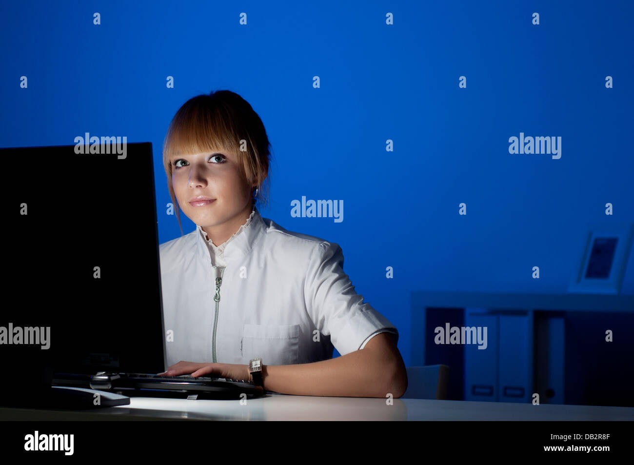 office work at night Stock Photo - Alamy