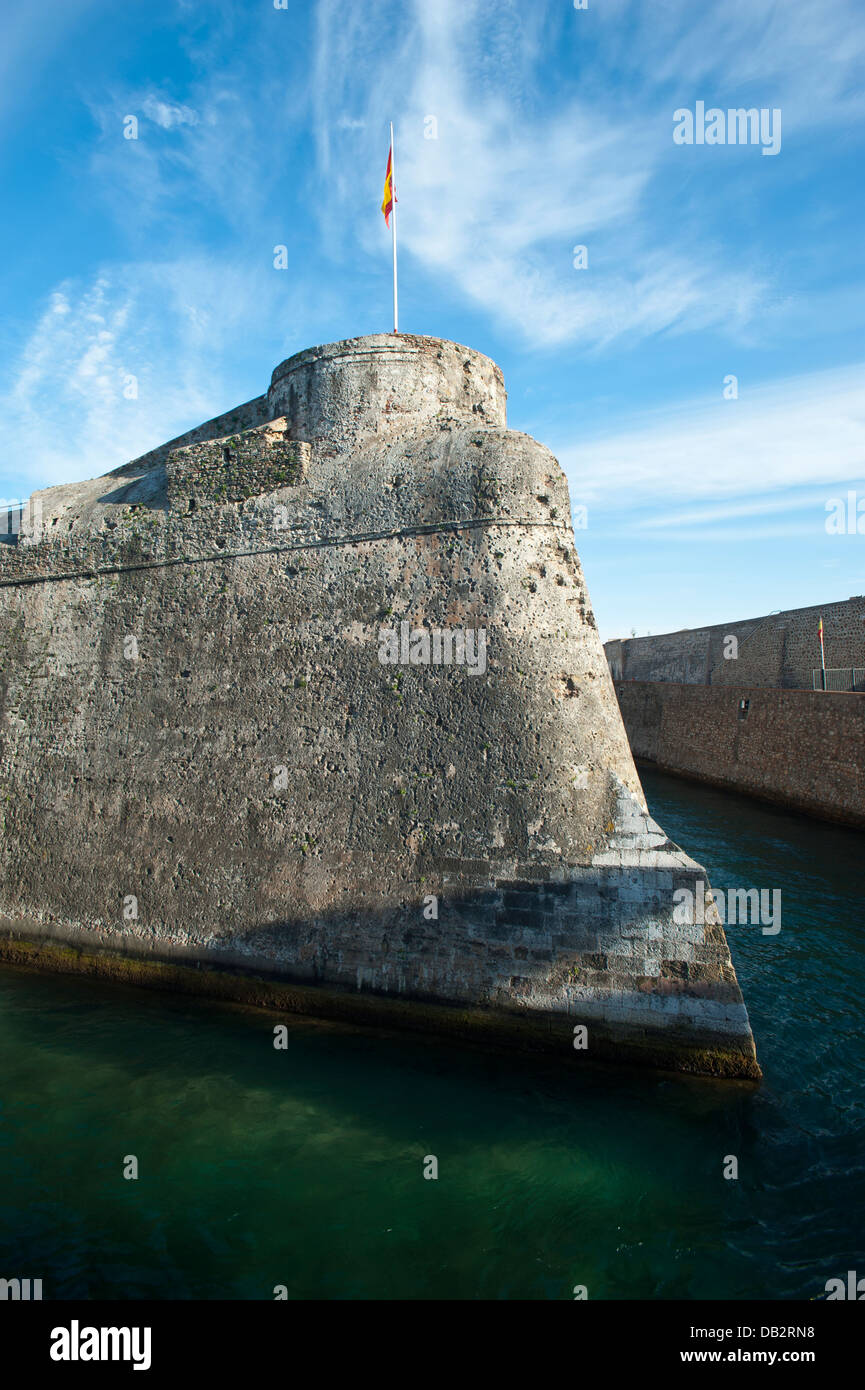 Defensive city Wall and moat in the isthmus of Spanish enclave of Ceuta ...