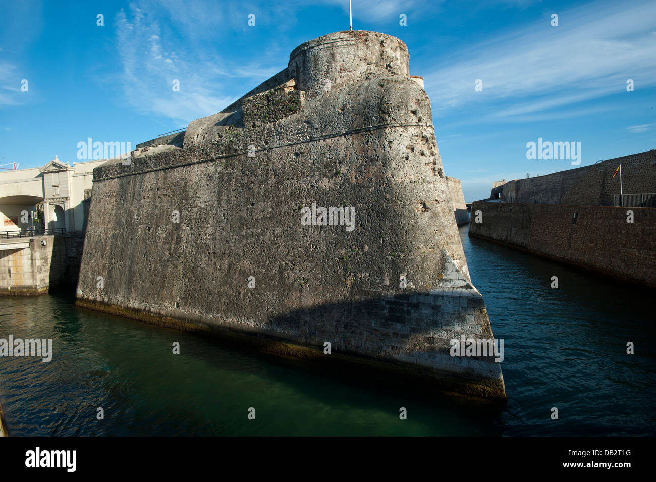 Defensive city Wall and moat in the isthmus of Spanish enclave of Ceuta ...