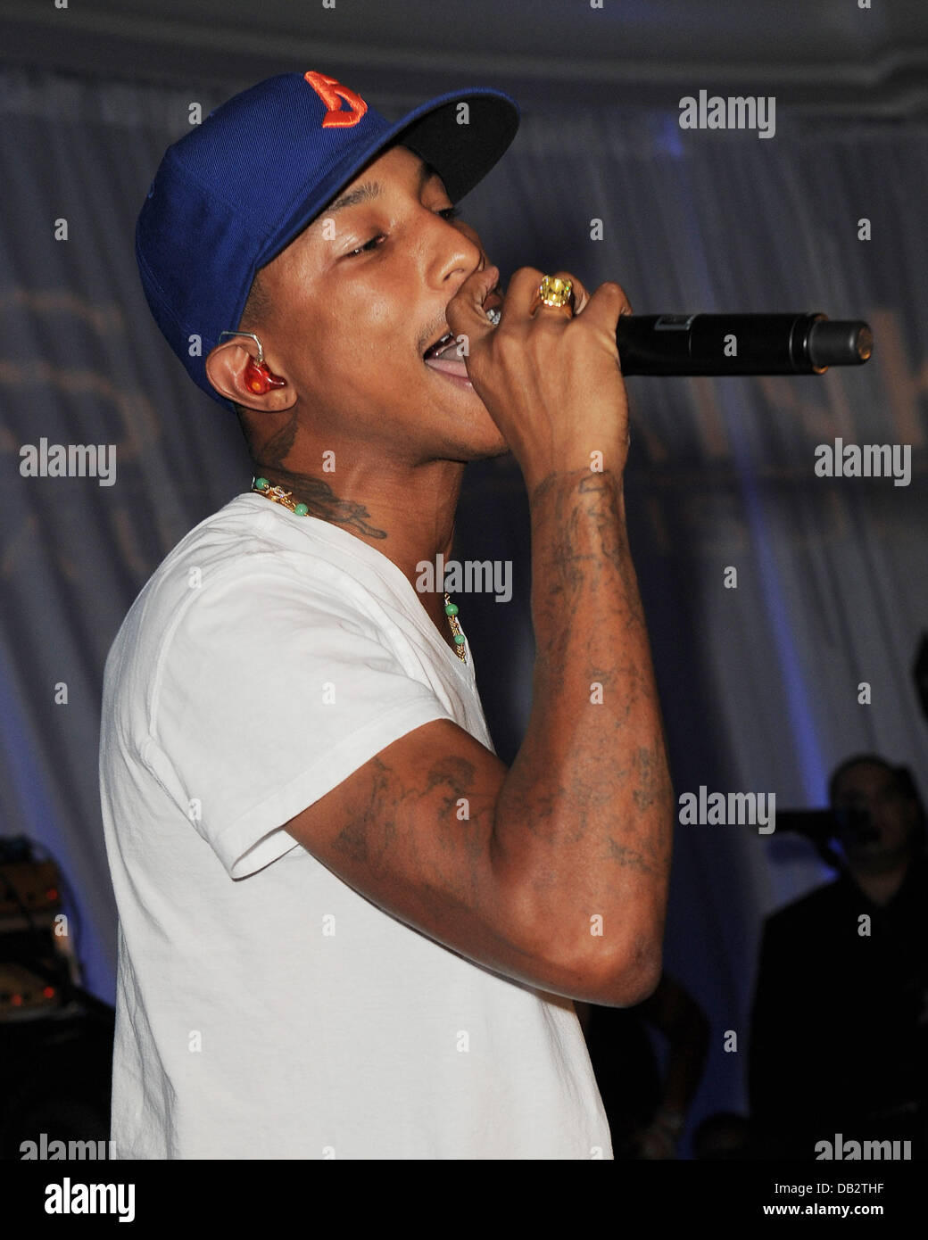 Pharrell Williams performs at The Blacks Annual Gala at Eden Roc ...