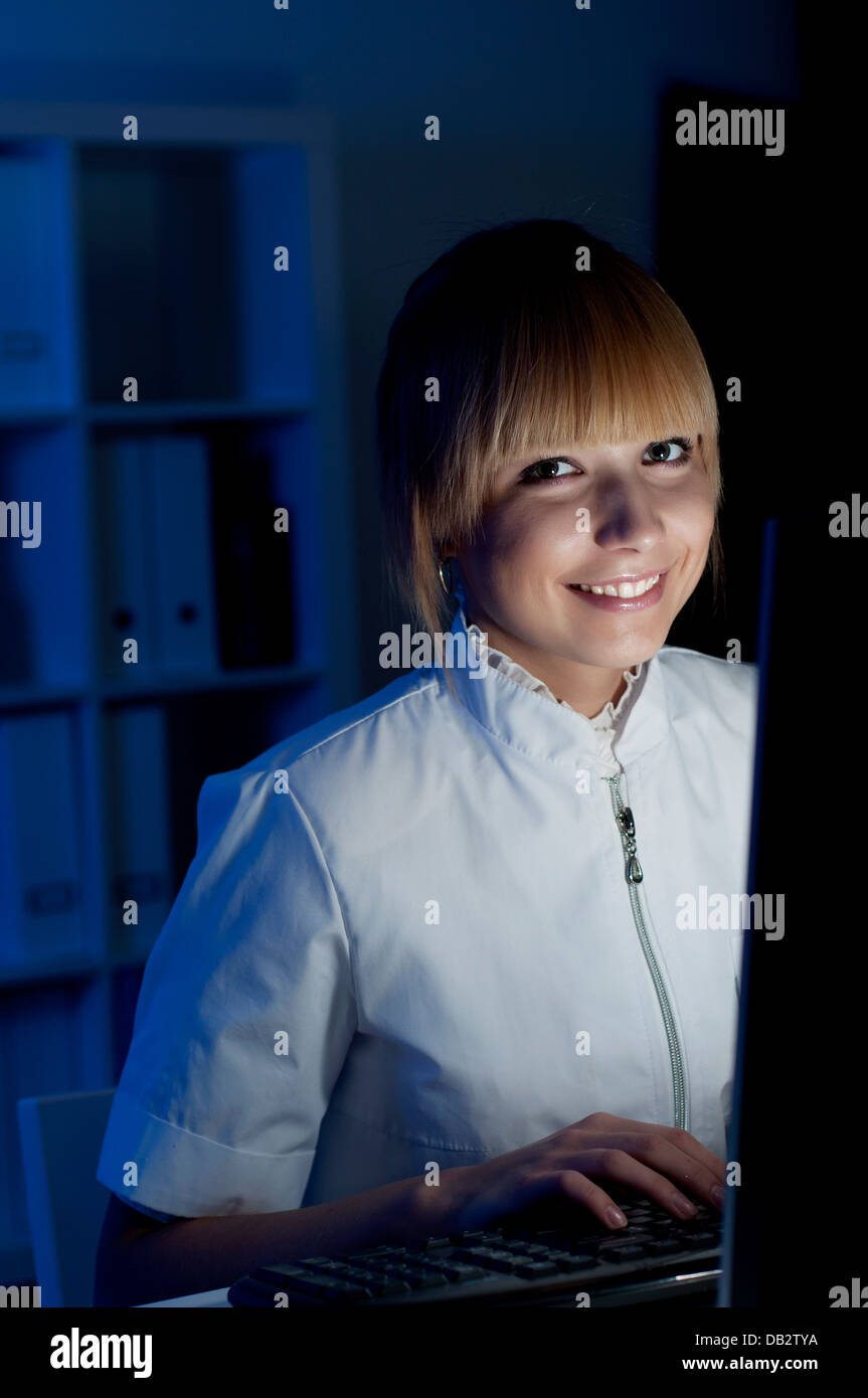 office work at night Stock Photo - Alamy