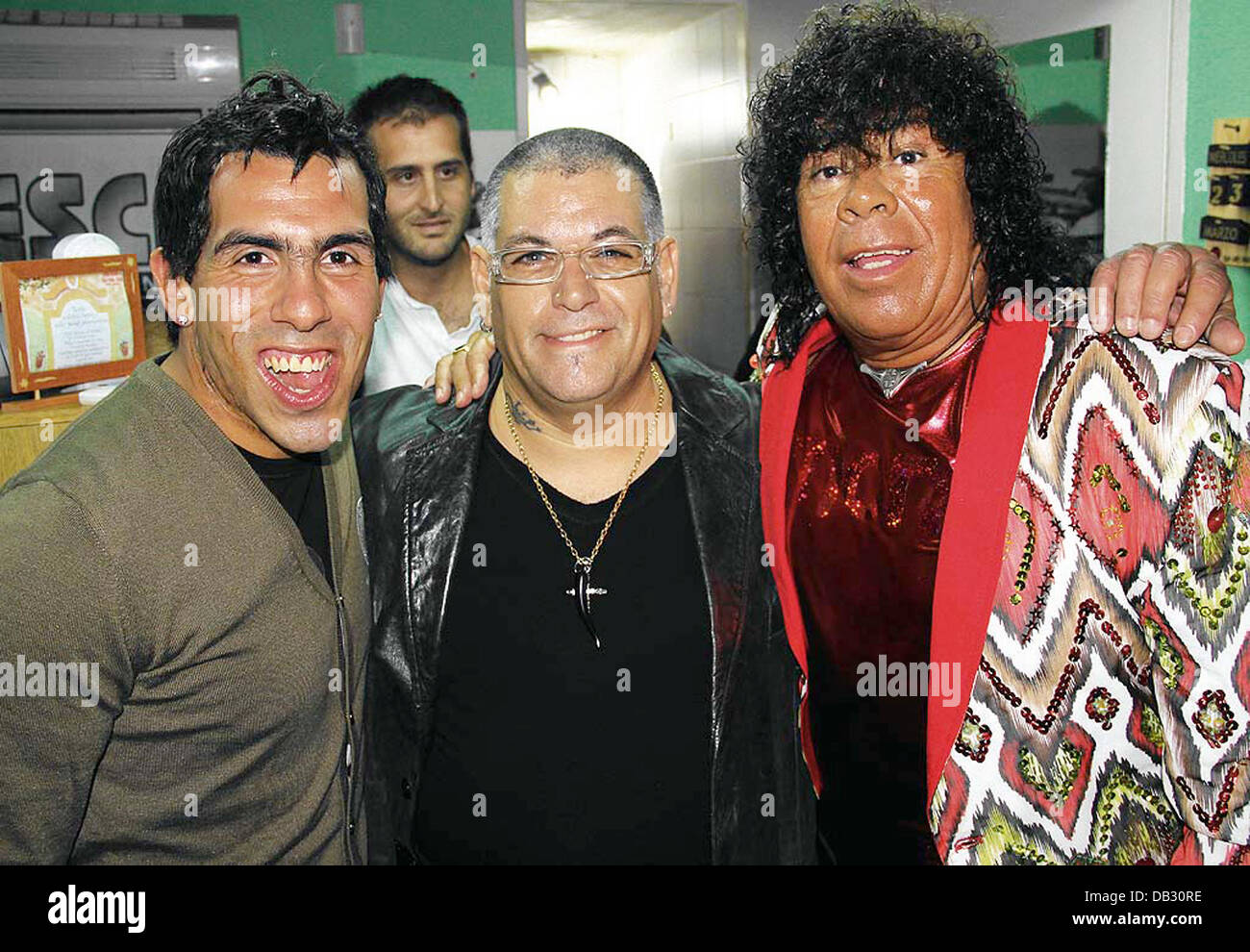 Football player Carlos Tevez with cuarteto singer La Mona Jimenez ...