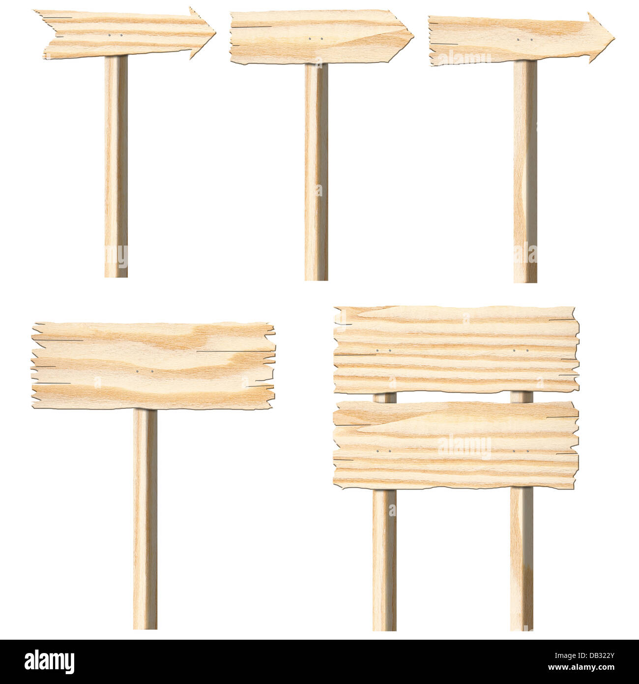 Set of five wooden sign boards. Natural wooden texture Stock Photo - Alamy