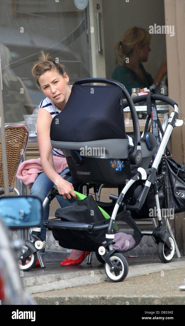 Rachel Stevens with her baby daughter Amelie at a cafe in Primrose Hill ...