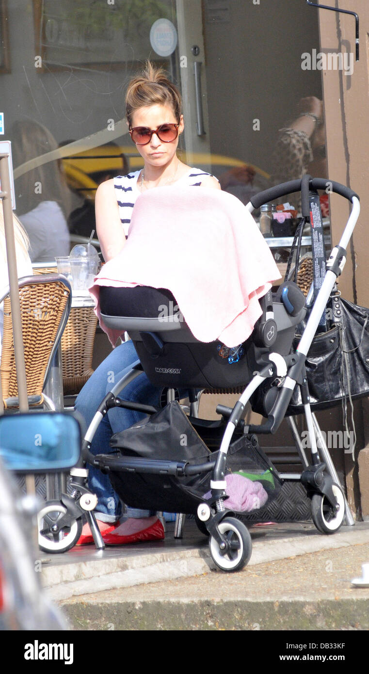 Rachel Stevens with her baby daughter Amelie at a cafe in Primrose Hill ...