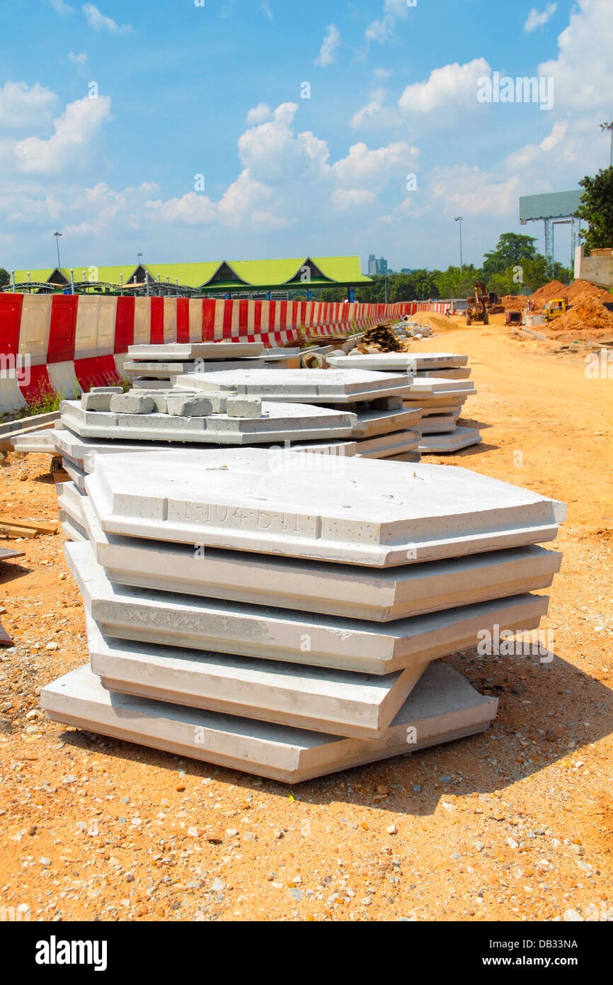 Concrete slab inside construction compound Stock Photo - Alamy