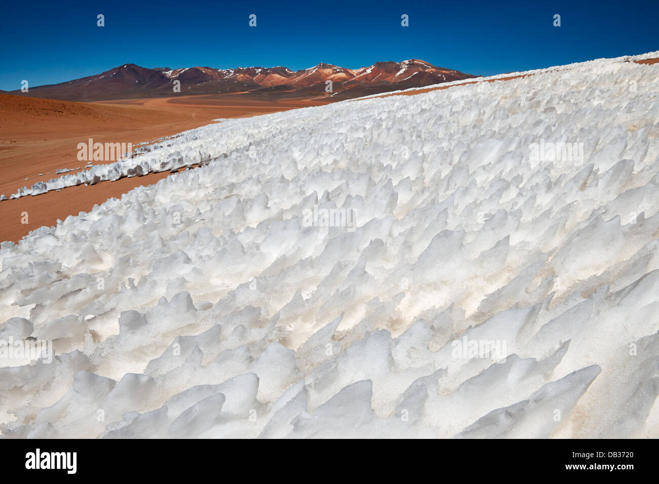 ice and snow structures in front of The Mountain of Seven Colors ...