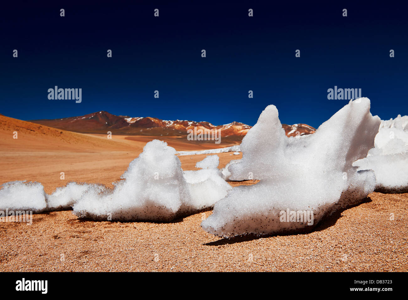 ice and snow structures in front of The Mountain of Seven Colors ...