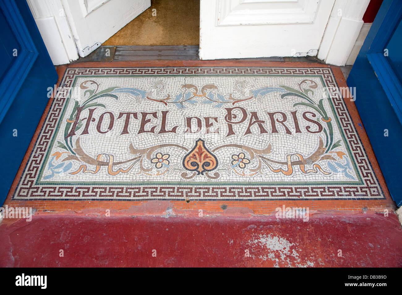 Hotel de Paris entrance mosaic doorway Cromer Norfolk England Stock ...