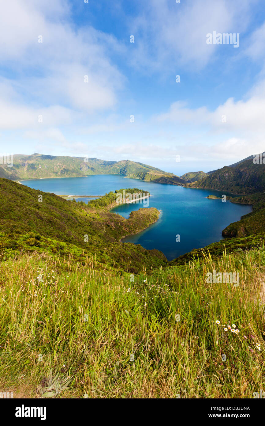Lagoa do Fogo, volcanic crater lake at São Miguel, Azores Stock Photo ...
