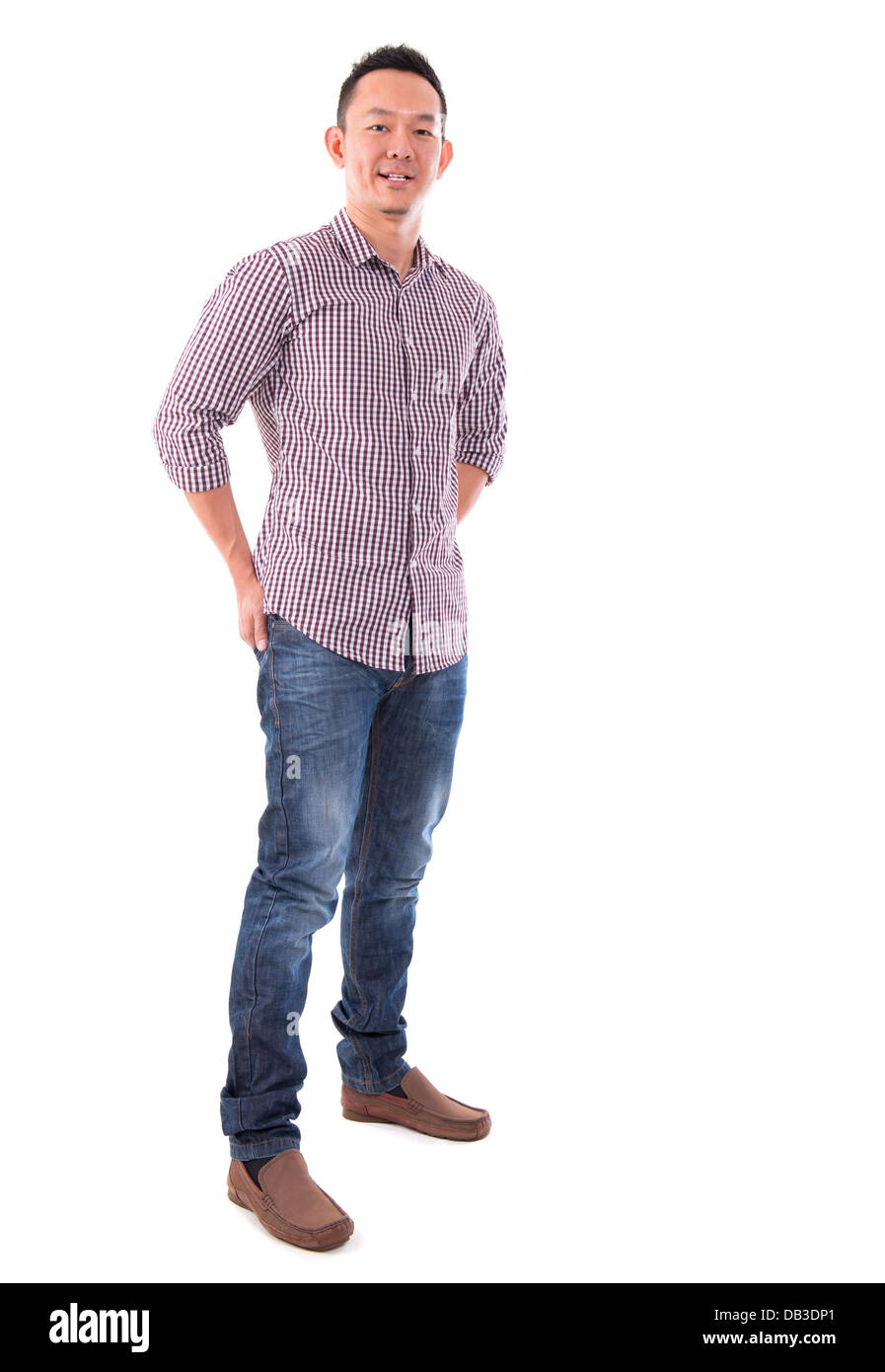 Front view full body confident Asian man standing isolated on white ...